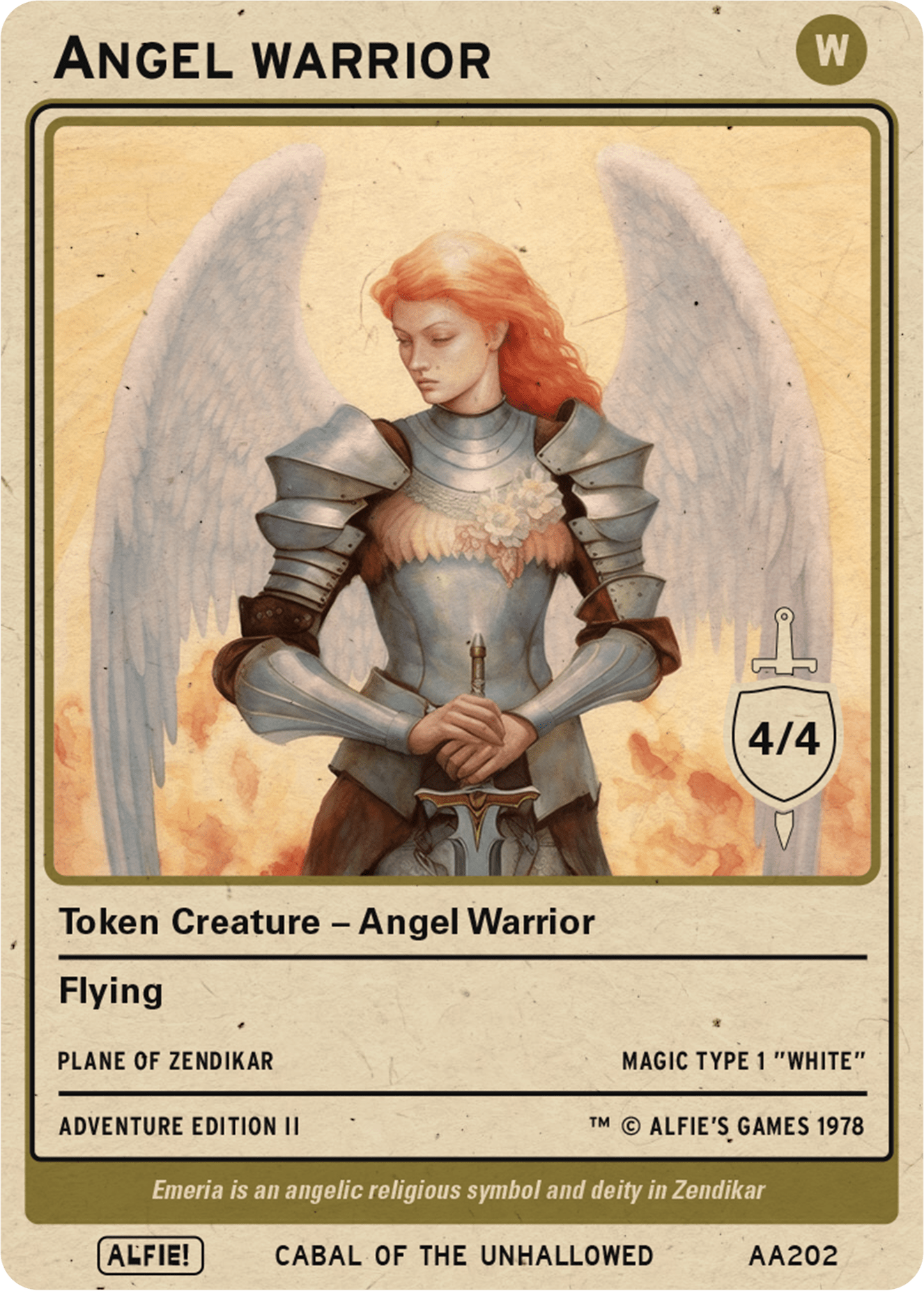 Angel Warrior 4/4 token Magic mtg | Custom Retro Style | Alfies!
