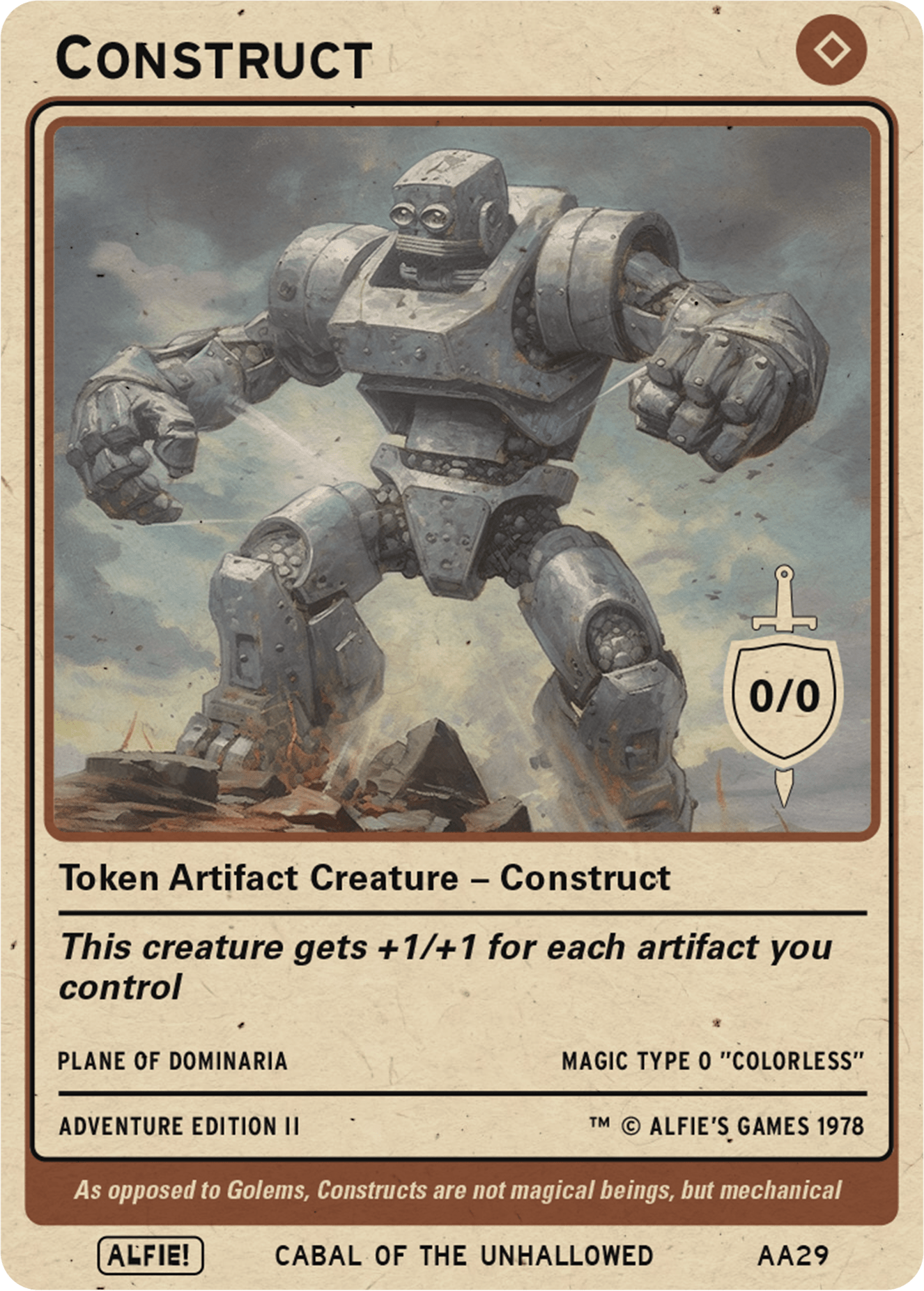 Construct */* token Magic mtg | Custom Retro Style | Alfies!