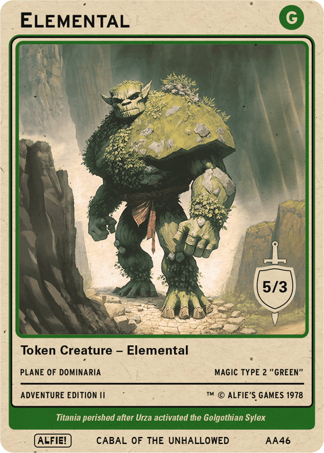 Elemental 5/3 token Magic mtg | Custom Retro Style | Alfies!