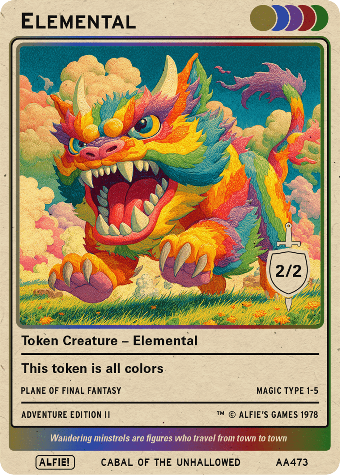 Elemental (Five Colors) token token Magic mtg | Custom Retro Style ...