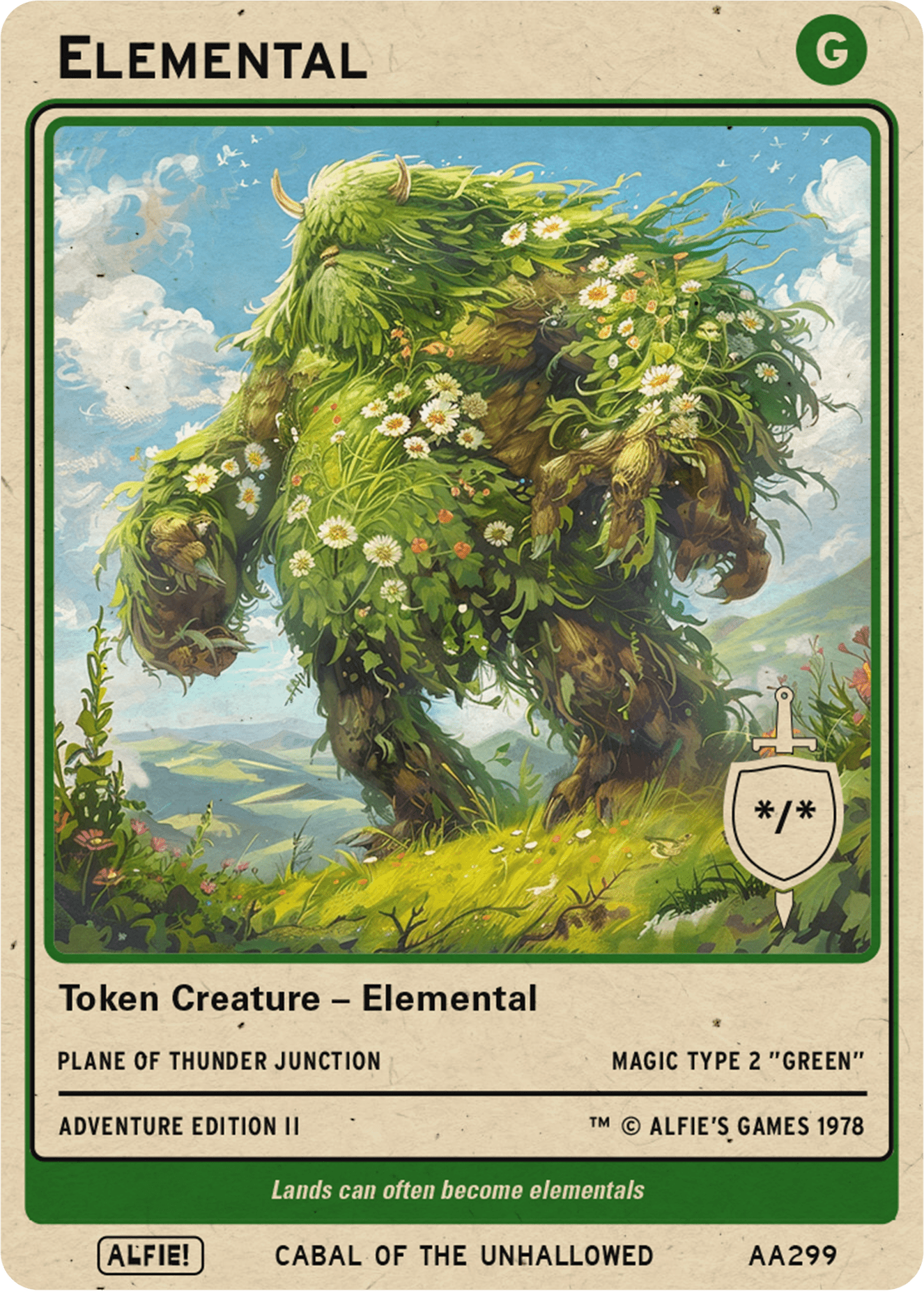 Elemental Green */* token Magic mtg | Custom Retro Style | Alfies!
