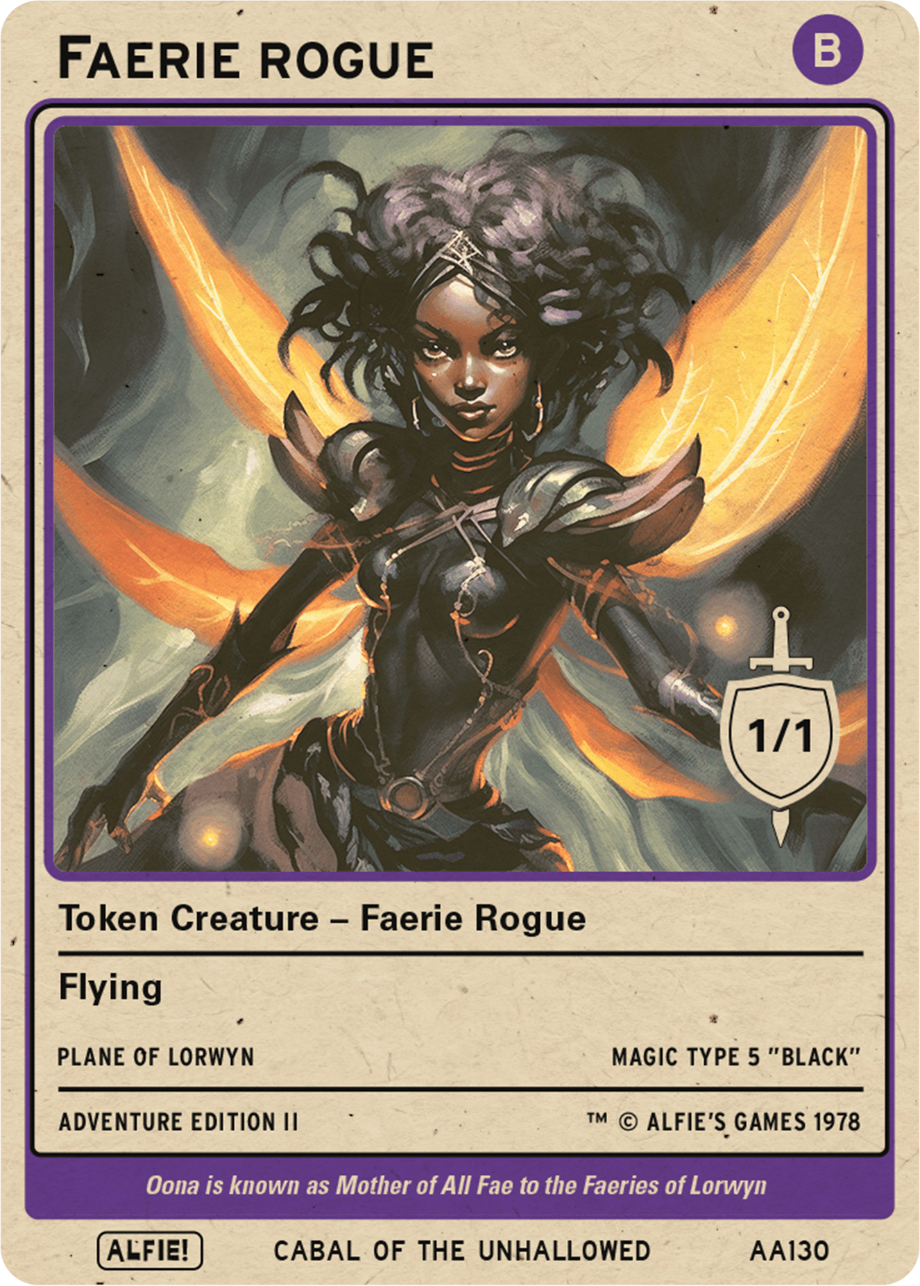 Faerie Rogue Black token Magic mtg | Custom Retro Style | Alfies!