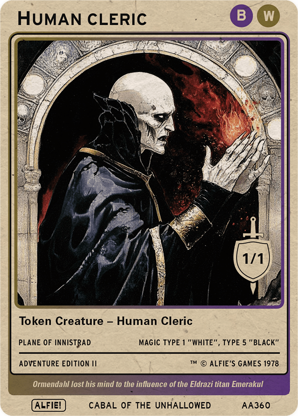 Human Cleric token Magic mtg | Custom Retro Style | Alfies!