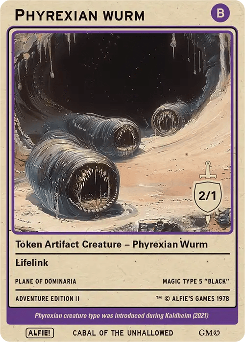 Phyrexian Wurm Lifelink token Magic mtg | Custom Retro Style | Alfies!