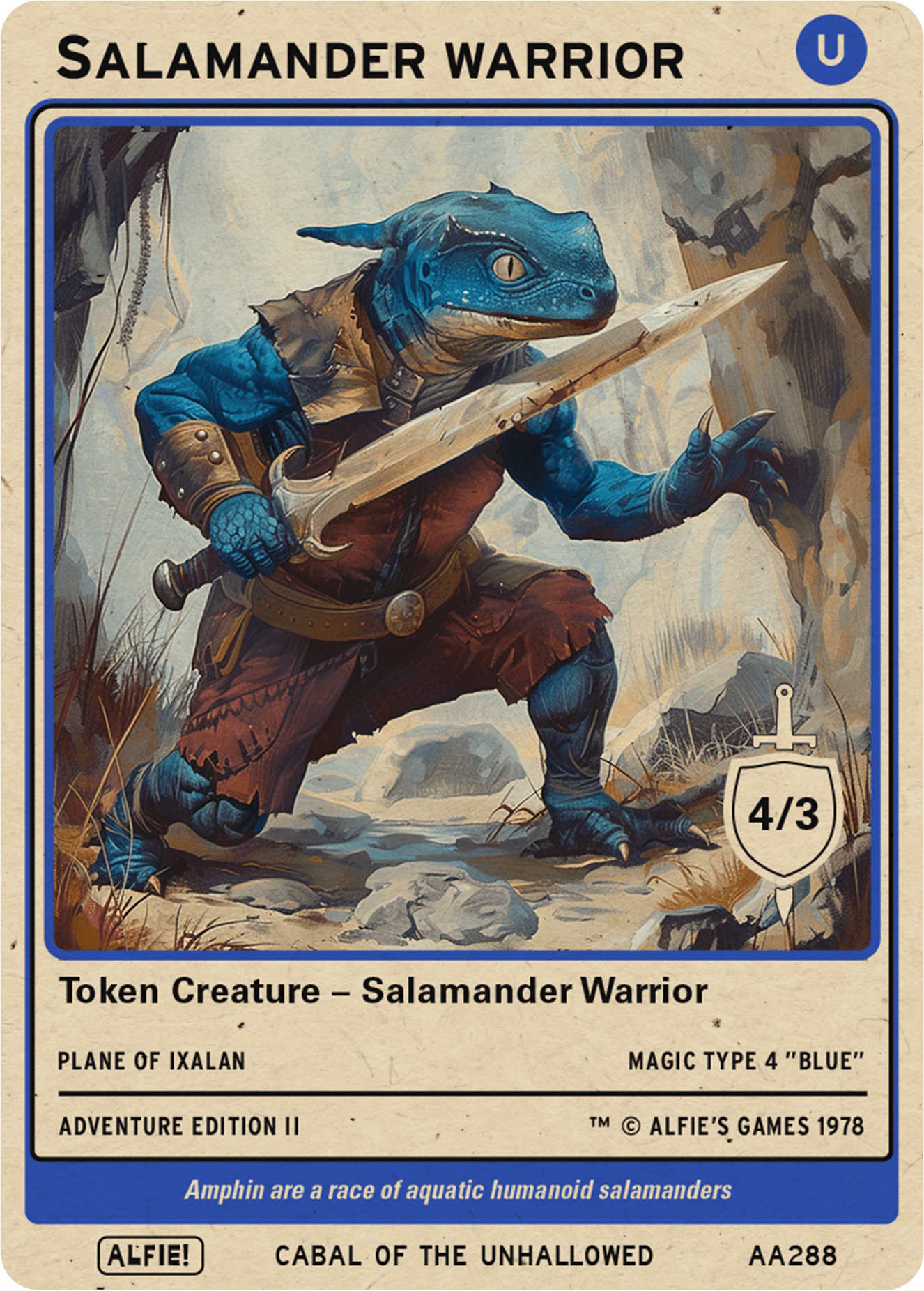 Salamander Warrior token Magic mtg | Custom Retro Style | Alfies!