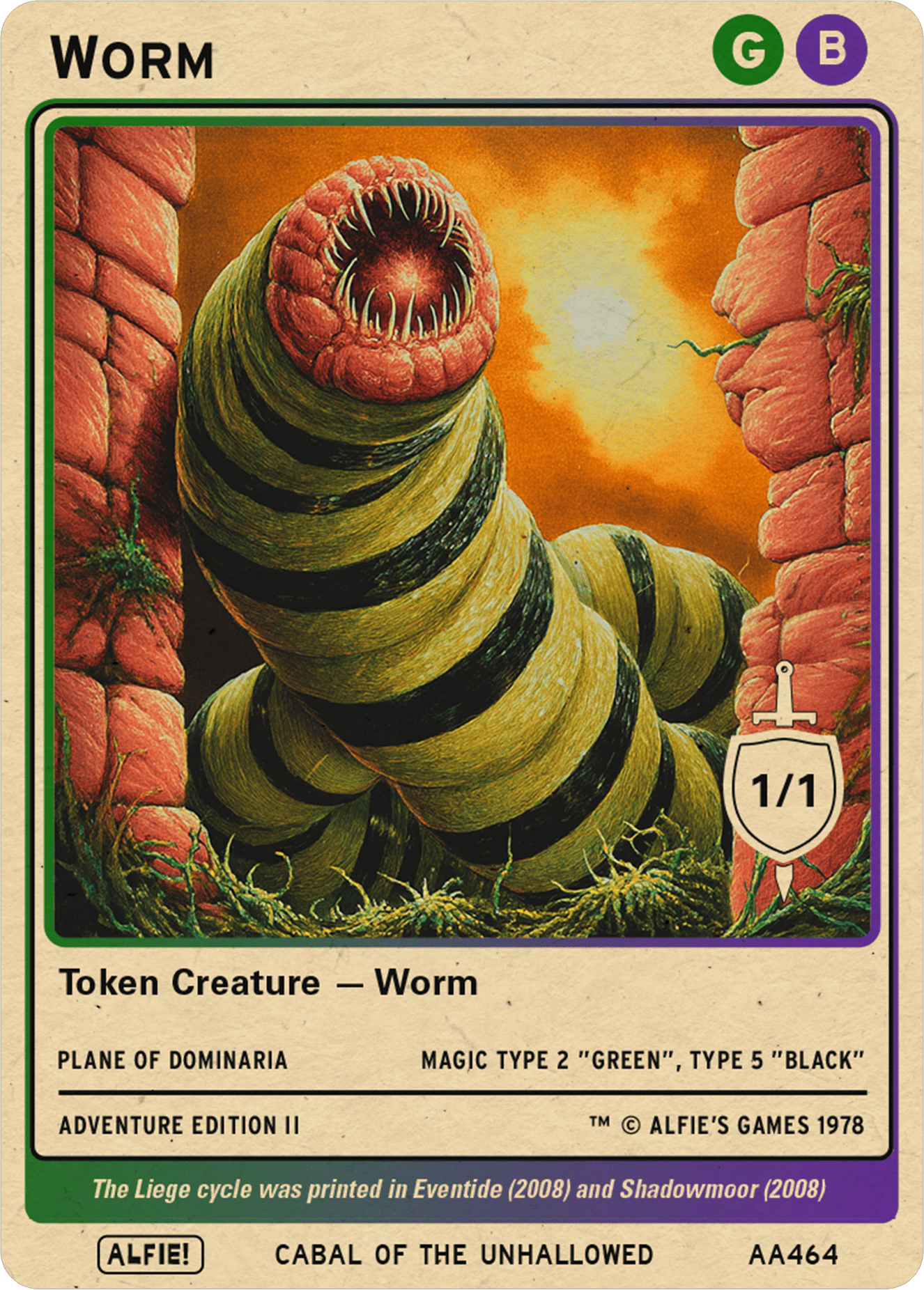 Worm Black Green Magic mtg Token – Alfies