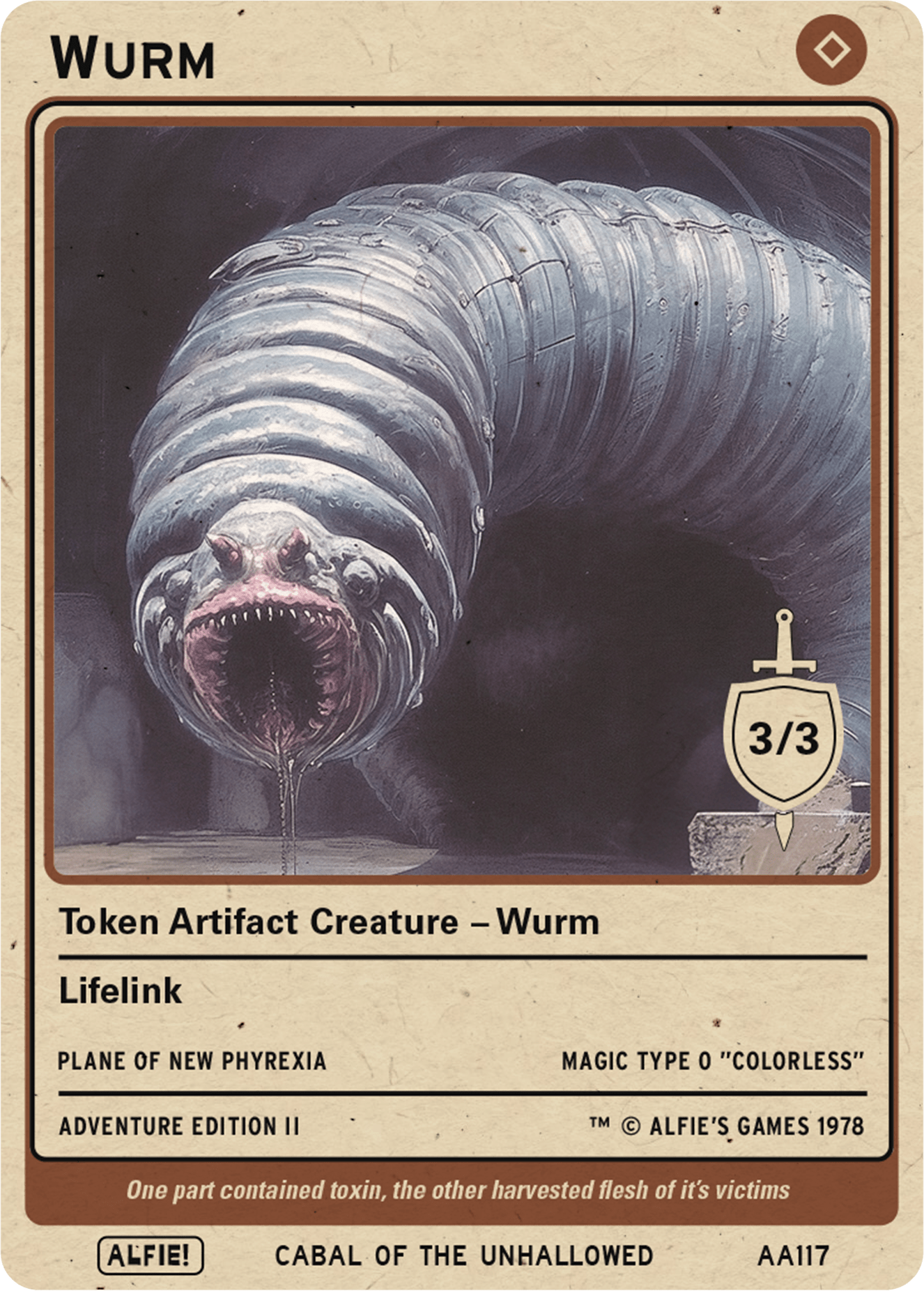 Wurms Lifelink & Deathtouch token Magic mtg | Custom Retro Style | Alfies!
