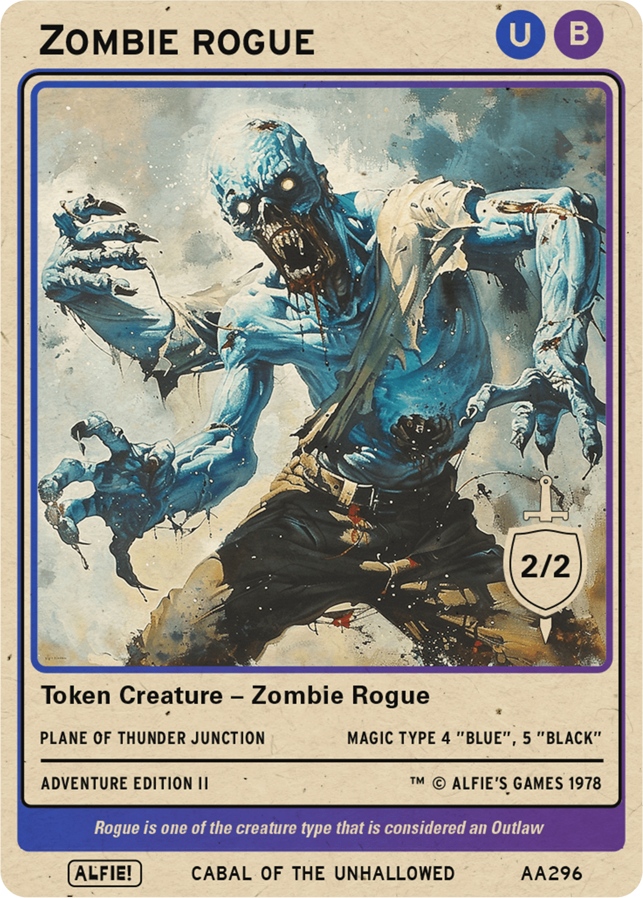 Zombie Rogue token Magic mtg | Custom Retro Style | Alfies!